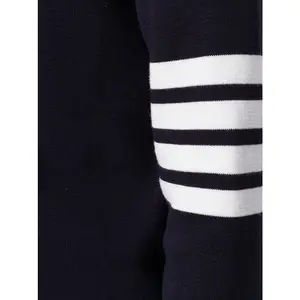 Thom Browne 4-bar Crewneck Jumper With Button Details - Navy Blue