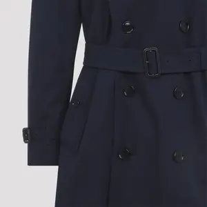 Burberry Double Breasted Belted Trench Coat - Navy