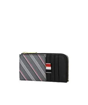 Thom Browne Striped Zipped Cardholder - Black