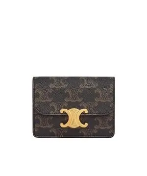 Celine Card Holder Triomphe In Triomphe Canvas - Brown