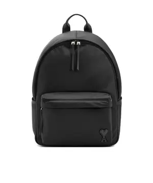 Ami Logo Detail Zip Backpack - Black