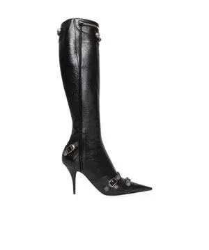 Balenciaga Cagole 90mm Pointed Toe High Heel Boots - Black
