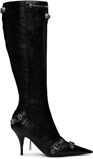 Balenciaga Cagole 90mm Pointed Toe High Heel Boots - Black
