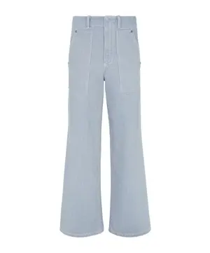 Fendi Logo Embossed Wide-leg Jeans