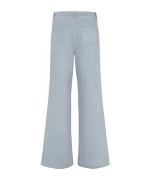 Fendi Logo Embossed Wide-leg Jeans