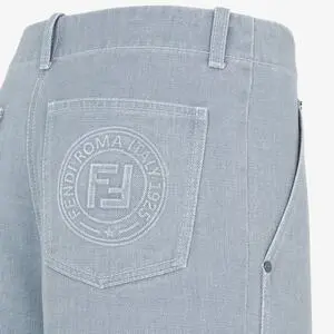 Fendi Logo Embossed Wide-leg Jeans