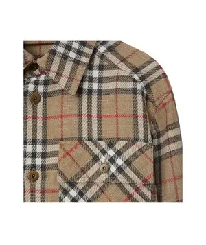 Burberry Long Sleeved Checked Buttoned Shirt - Nut