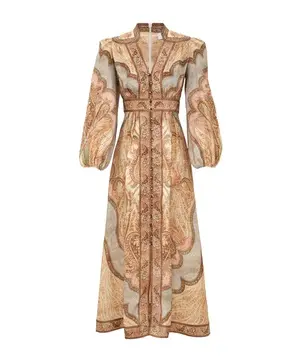 Zimmermann Wanderlust Plunge Midi Dress - Tapestry Multi