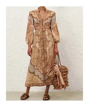 Zimmermann Wanderlust Plunge Midi Dress - Tapestry Multi