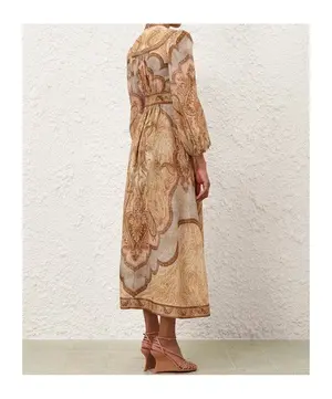 Zimmermann Wanderlust Plunge Midi Dress - Tapestry Multi