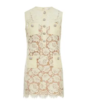 SELF-PORTRAIT Embellished Lace Mini Dress - Yellow