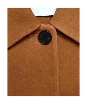 SELF-PORTRAIT Suede Cropped Jacket With Notched Lapel - Brown