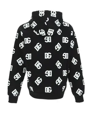 Dolce & Gabbana All-over Logo Print Cotton Hoodie - Black