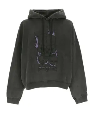 Acne Studios Skull Printed Drawstring Hoodie - Black