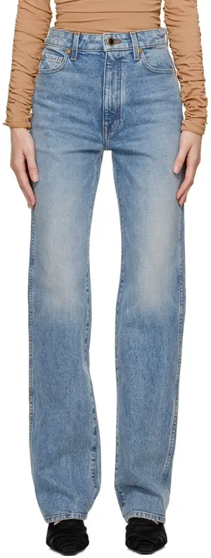 Khaite Danielle Straight Leg Jeans - Blue