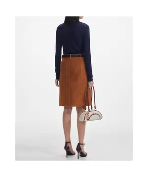 SELF-PORTRAIT Belted Suede Skirt