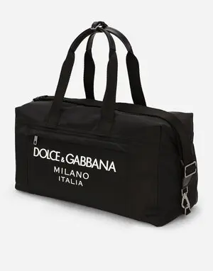 Dolce & Gabbana Logo Printed Zipped Holdall Bag - Black