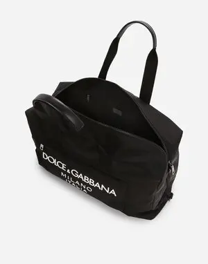 Dolce & Gabbana Logo Printed Zipped Holdall Bag - Black