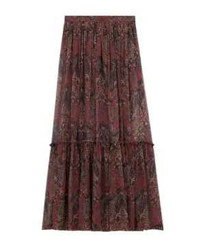 Saint Laurent Paisley Silk Crepon Ruffled Skirt - Multicolor