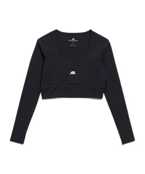 Balenciaga Activewear Long-sleeved Cropped Sports Bra - Black
