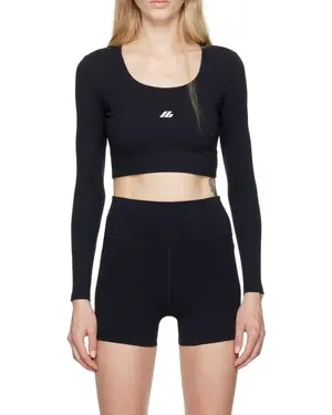 Balenciaga Activewear Long-sleeved Cropped Sports Bra - Black