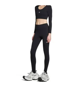 Balenciaga Activewear Long-sleeved Cropped Sports Bra - Black