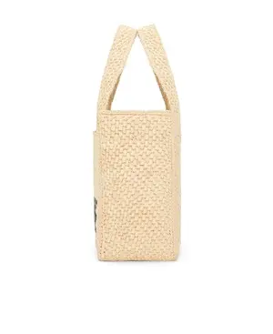 Loewe Logo Embroidered Woven Small Tote Bag - Nude