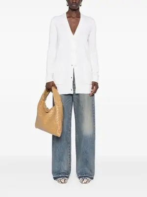 Max Mara V-neck Long-sleeved Cardigan With Embroidered Back Detail - No