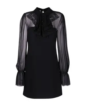 Miu Miu Cady Minidress With Long Sleeves