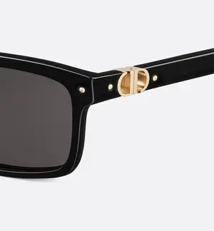 Dior Rectangular Sunglasses With Gold-finish Cd Hinge And Charms - Black