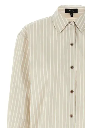Theory Striped Stretch Cotton Blend Shirt