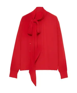 Prada Scarf Detailed Long-sleeved Blouse
