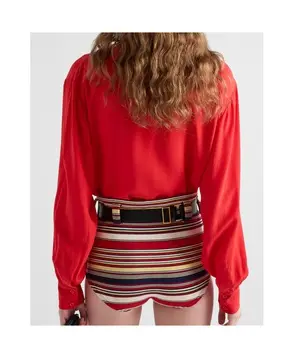 Prada Scarf Detailed Long-sleeved Blouse