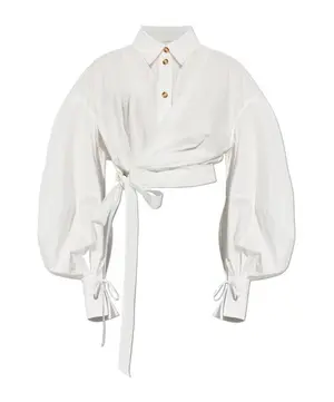Zimmermann Rebellion Poplin Wrap Blouse - Ivory