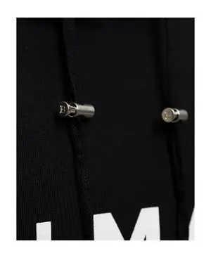 Balmain Logo Printed Drawstring Hoodie