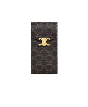 Celine Triomphe Phone Pouch In Triomphe Canvas - Tan