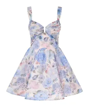 Zimmermann Zimmermann Rebellion Drape Mini Dress Sky Bloom