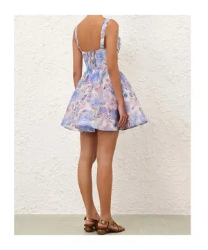 Zimmermann Rebellion Drape Mini Dress - Sky Bloom