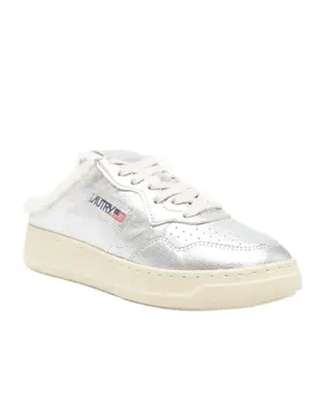 AUTRY Medalist Metallic Leather Sneakers - Silver