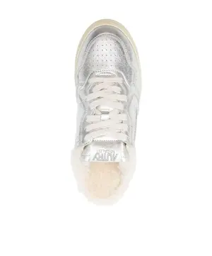 AUTRY Medalist Metallic Leather Sneakers - Silver