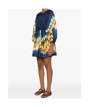 ALEMAIS Tie-detailed Printed Mini Dress