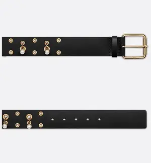 Dior Cd Lettering Pin Buckle Belt With White Resin Beads