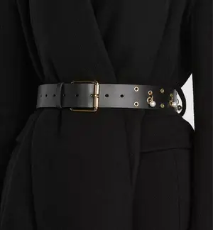 Dior Cd Lettering Pin Buckle Belt With White Resin Beads