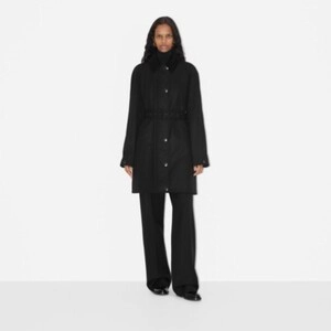 Burberry Belted Cotton Coat With Corduroy Collar