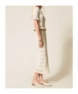 TWINSET Ruffle Knitted Midi Skirt