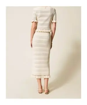 TWINSET Ruffle Knitted Midi Skirt