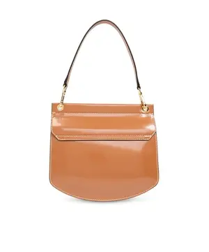 GANNI Logo Plaque Shoulder Bag - Brown