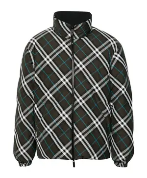 Burberry High-neck Zip-up Checked Jacket