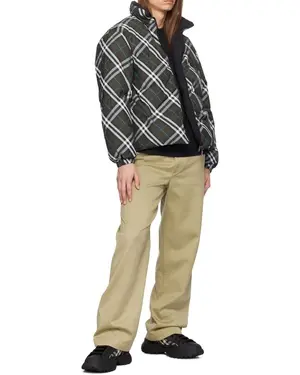 Burberry High-neck Zip-up Checked Jacket