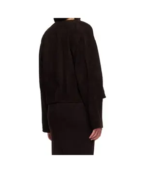 ST. AGNI Brown Suede Utility Bomber Jacket